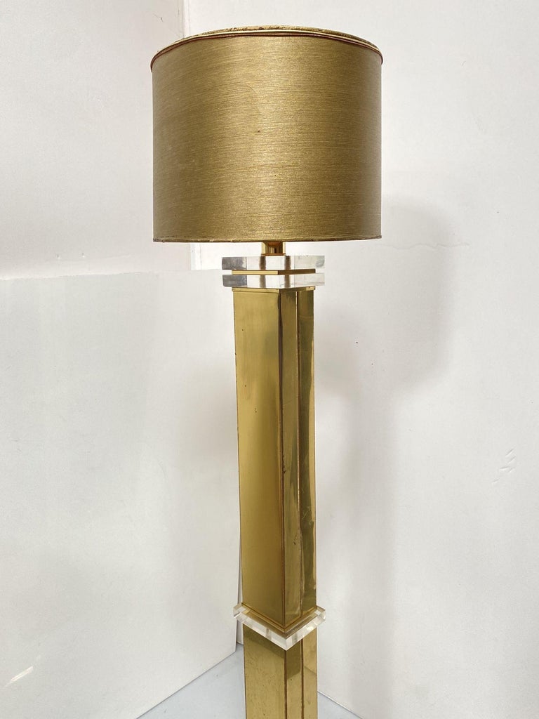 High Style Modern Acrylic and Brass Floor Lamp, Circa 1970 For Sale at ...