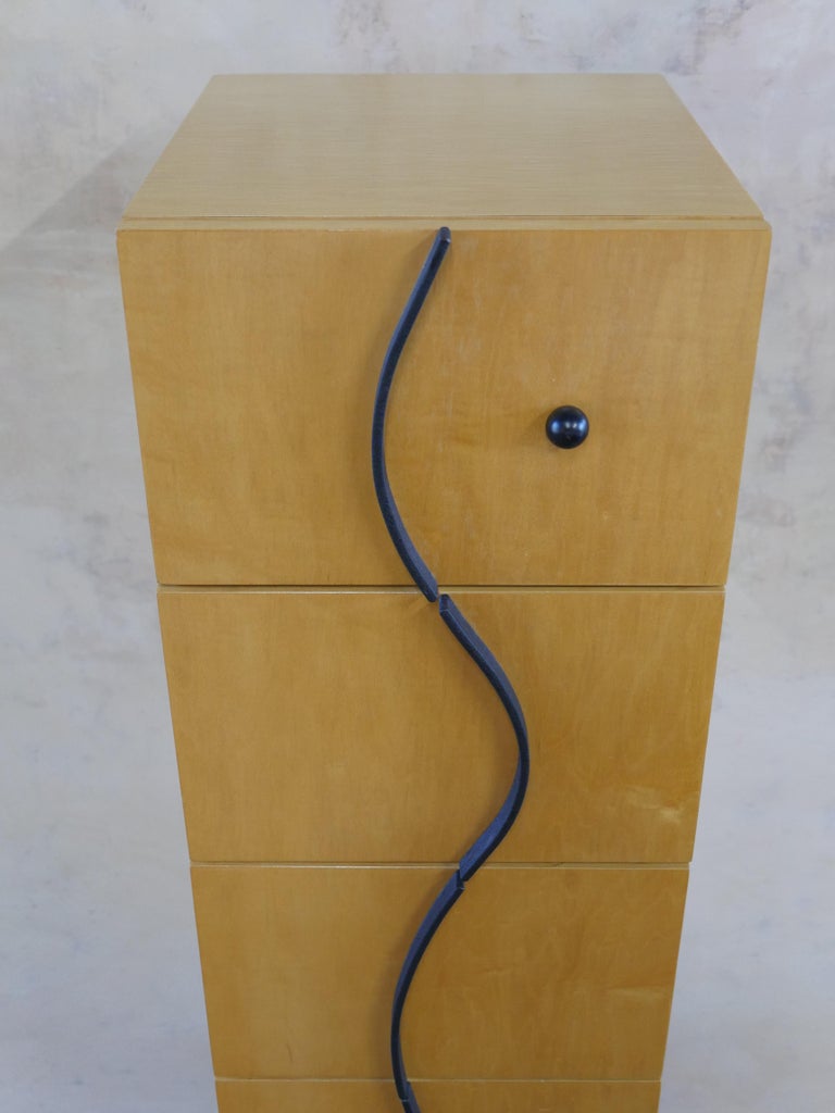 1980s Postmodern Maple Wood and Iron Chest of Drawers For Sale at 1stDibs