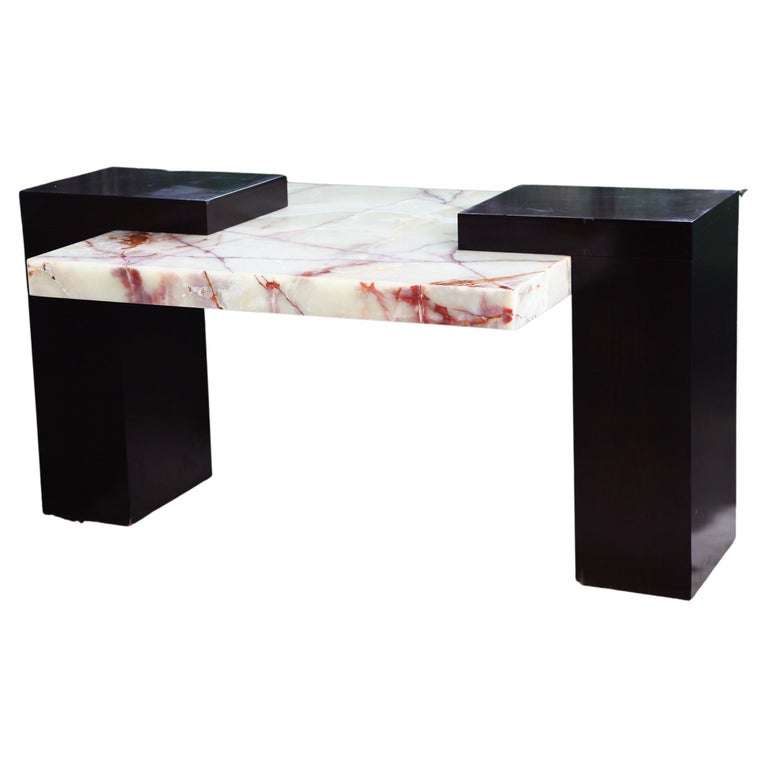 1980s Postmodern Marble Stone Executive Two Sided Desk For Sale at 1stDibs