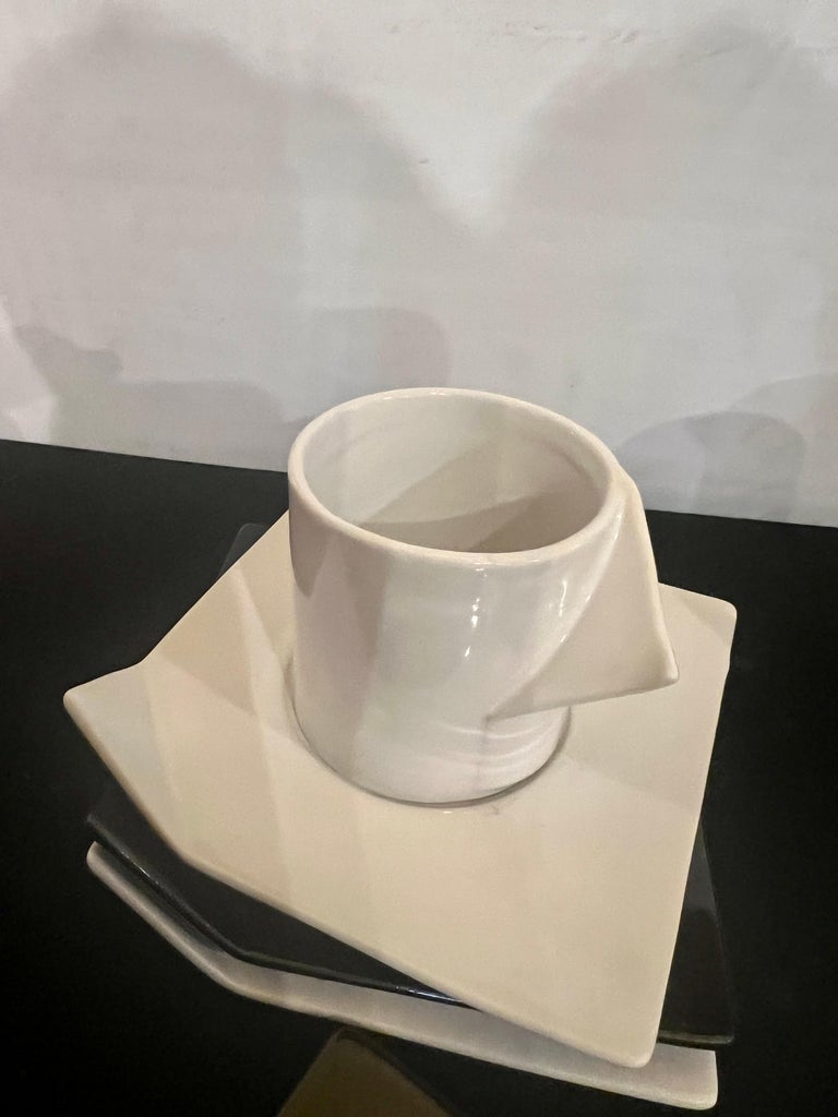 1980's Postmodern Memphis Era Set of 4 espresso Ceramic Origami Cups ...