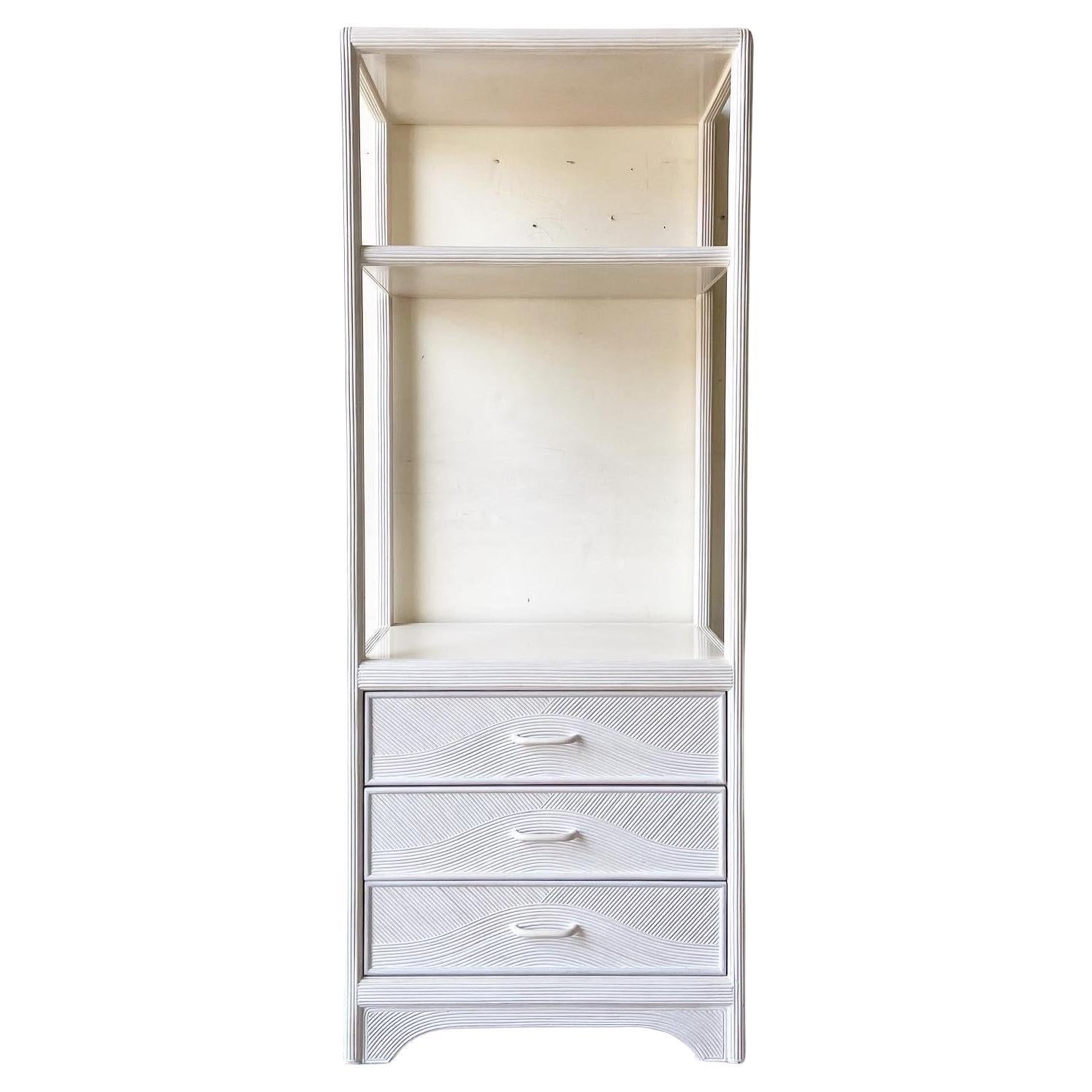 Pair of Tall Oak Reeded Frame Etageres For Sale at 1stDibs