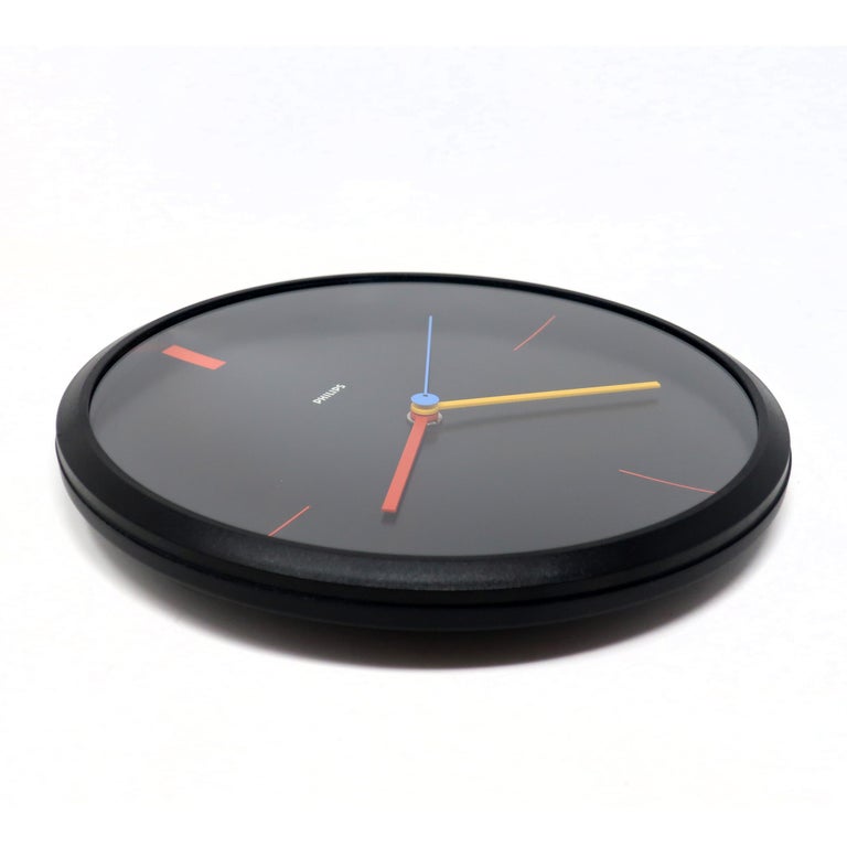 1980s Postmodern Primary Color Philips Wall Clock For Sale at 1stDibs