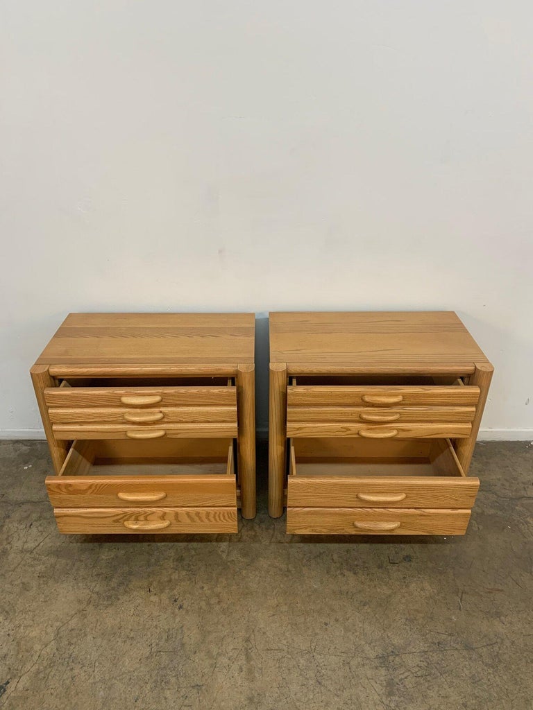 1980s Postmodern Solid Oak Nightstands For Sale at 1stDibs