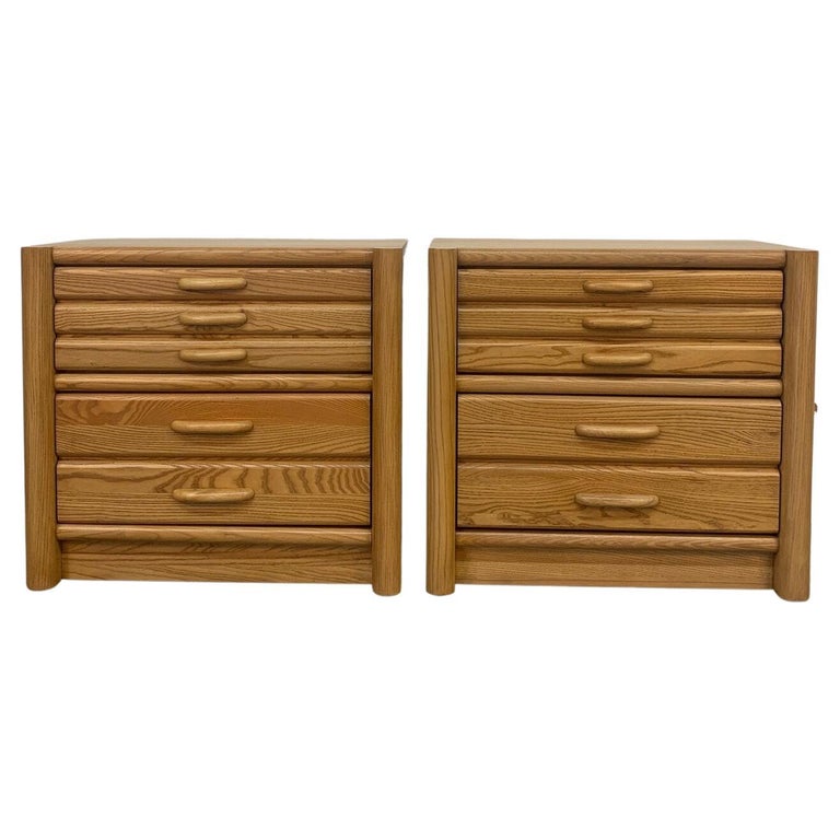 1980s Postmodern Solid Oak Nightstands For Sale at 1stDibs