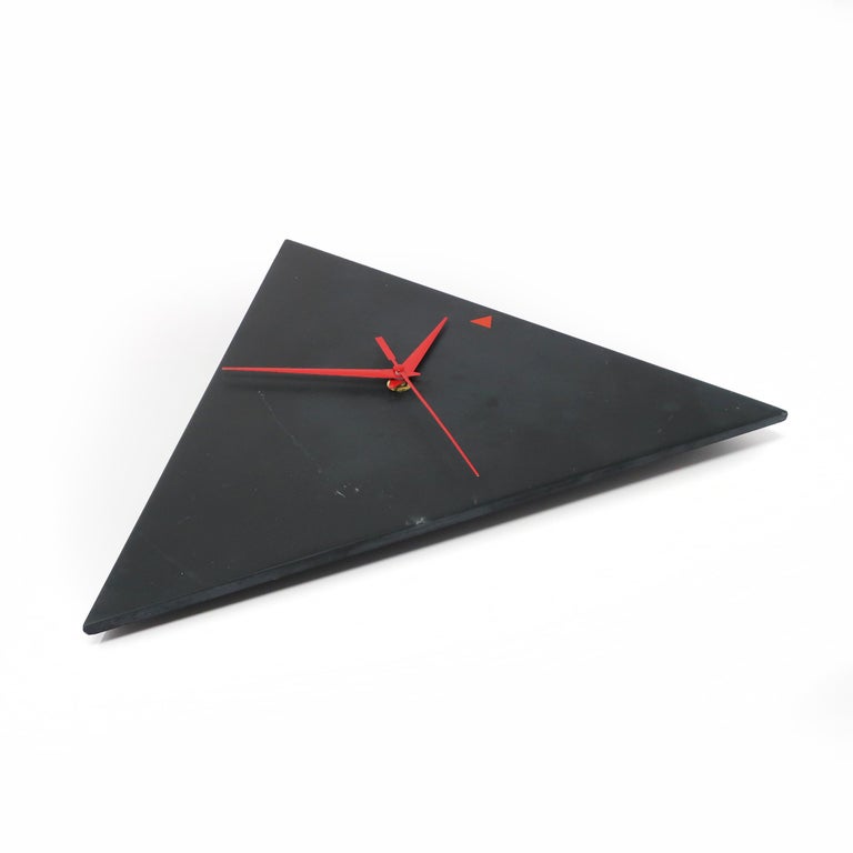1980s, Postmodern Triangular Italian Slate Wall Clock For Sale at 1stDibs