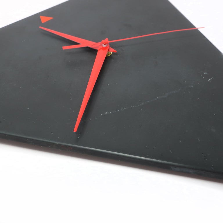 1980s, Postmodern Triangular Italian Slate Wall Clock For Sale at 1stDibs
