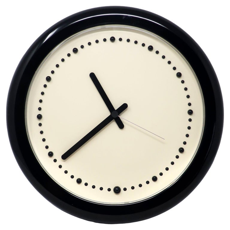 1980s Postmodern White and Black Rexite Zero 980 Wall Clock at 1stDibs