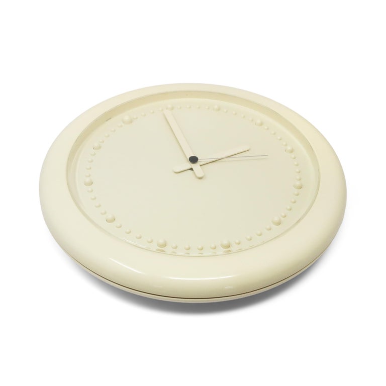 1980s Postmodern White Rexite Zero 980 Wall Clock For Sale at 1stDibs