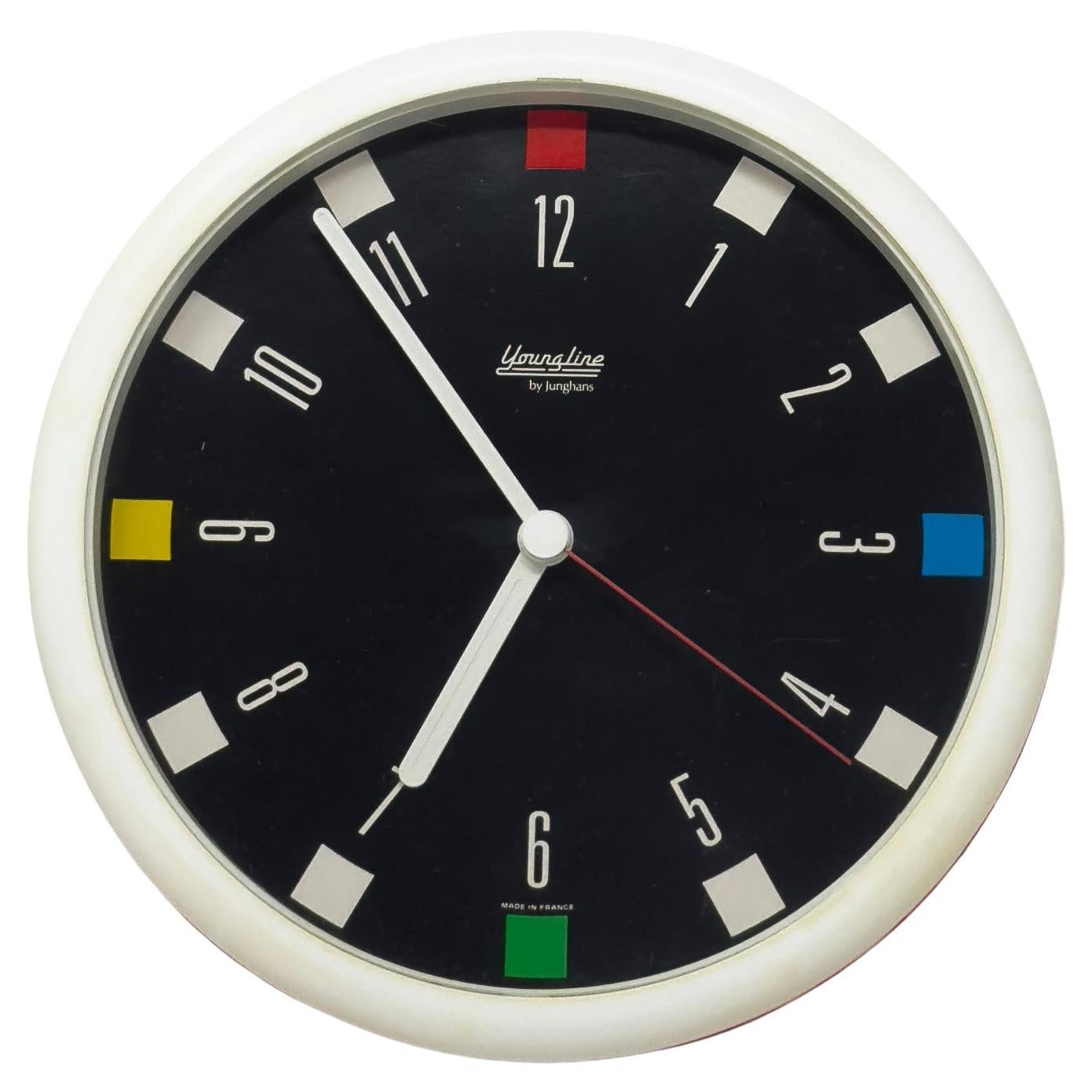 1980s Postmodern White Wall Clock by Linden For Sale at 1stDibs
