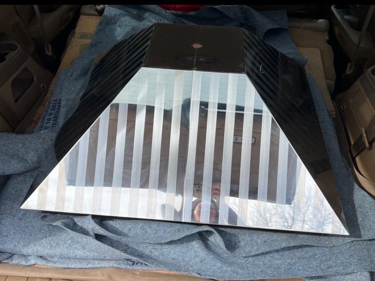 1980s Postmorden Chrome Mirrored Pyramid Coffee Table For Sale at 1stDibs