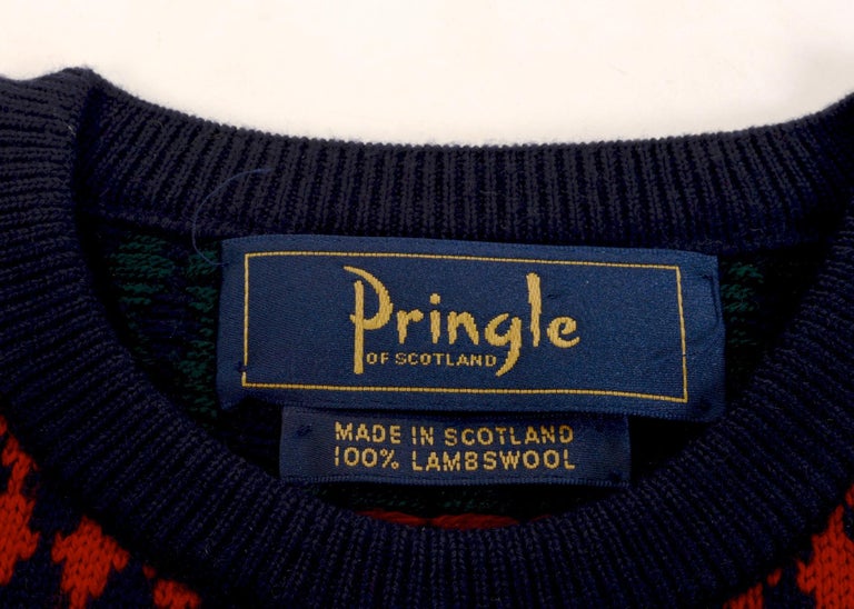 1980s Pringle of Scotland Checkerboard Wool Sweater For Sale at 1stDibs