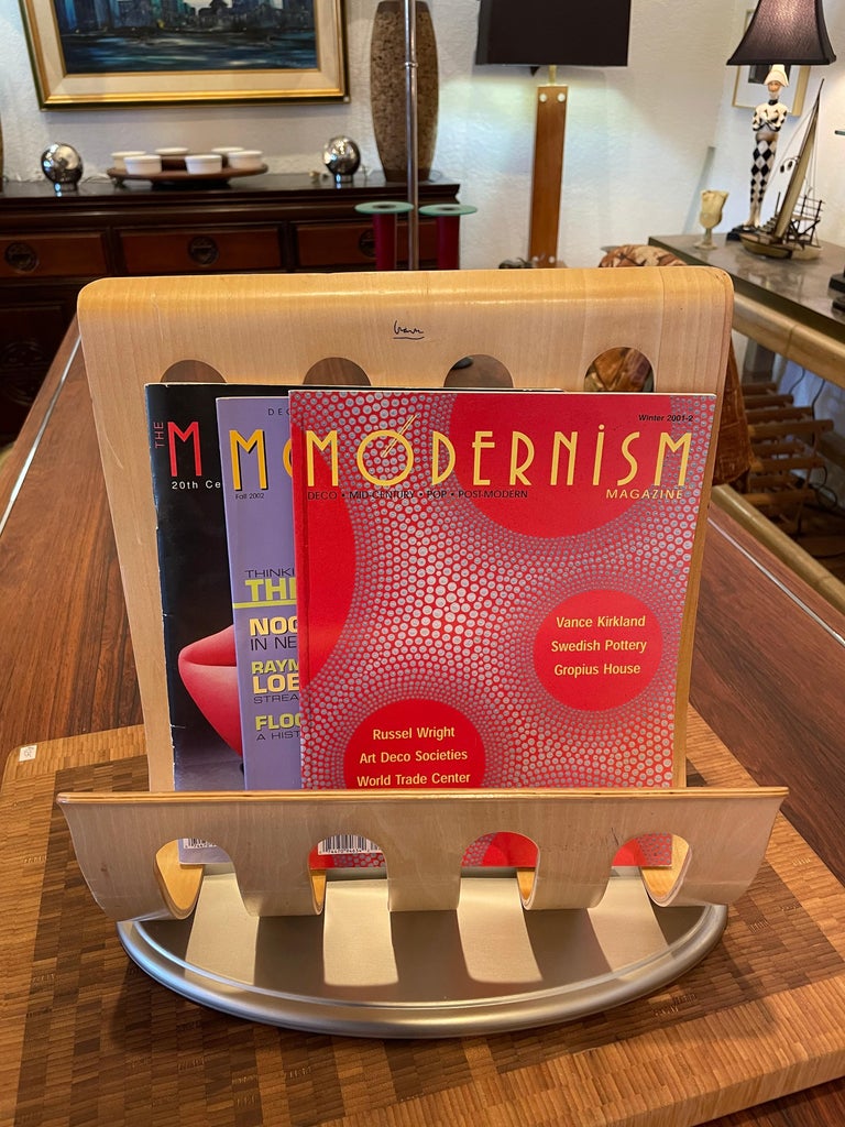 1980s Rare Molded Wood Magazine Record Holder by Michael Graves at 1stDibs