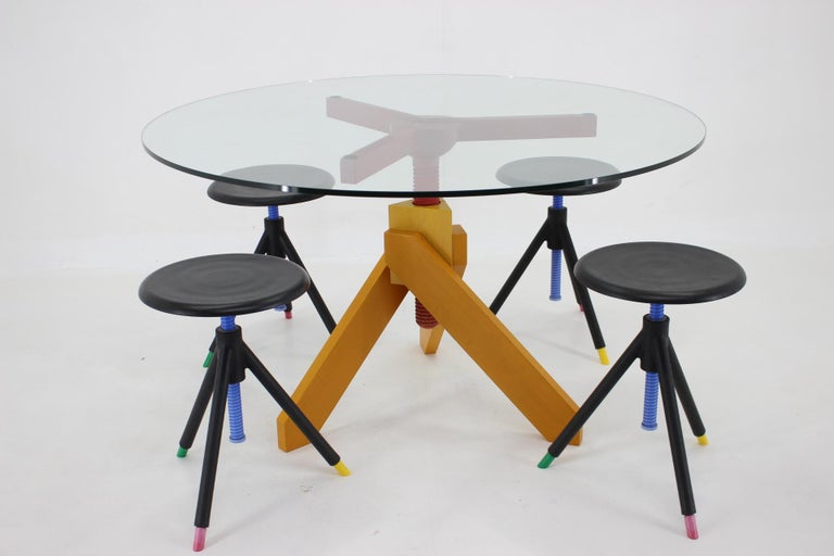 1980s Raul Barbieri Table and Stools for Rexite, Italy For Sale at 1stDibs