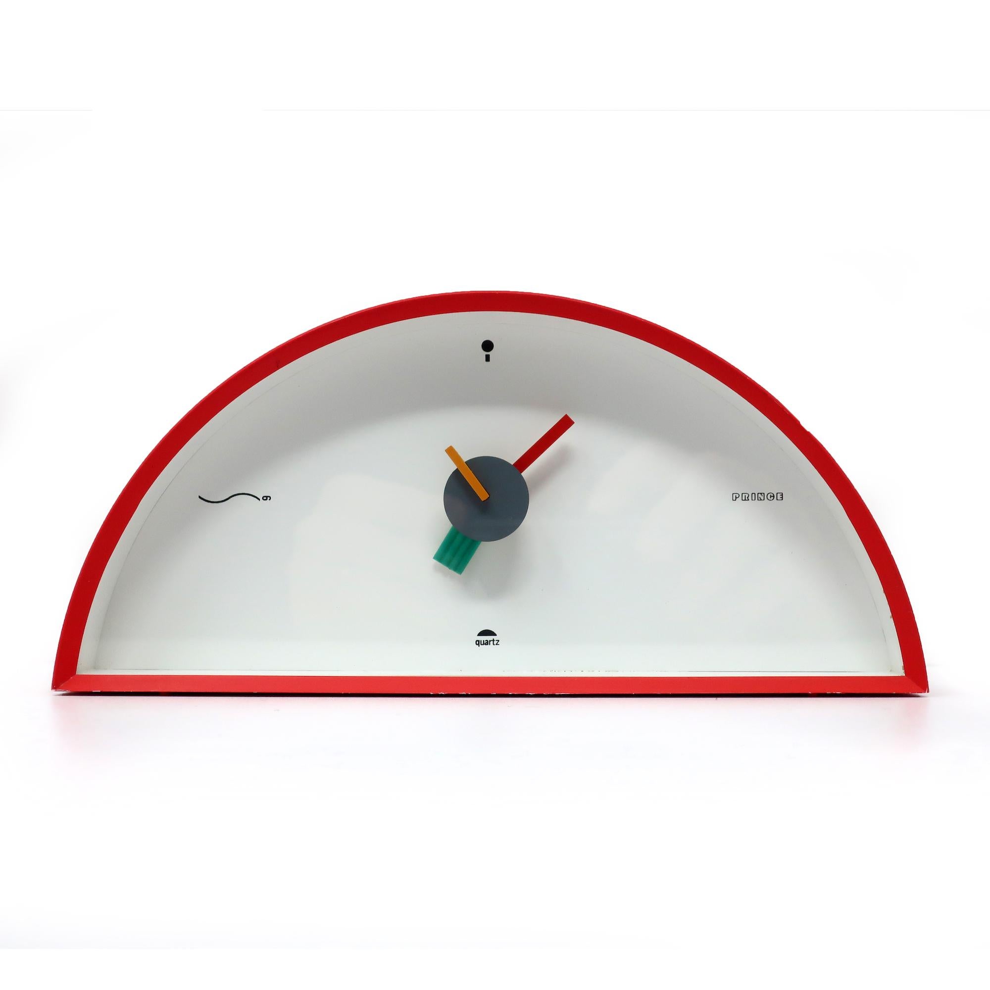 1980s Red and White Postmodern Mantle Clock by Prince at 1stDibs