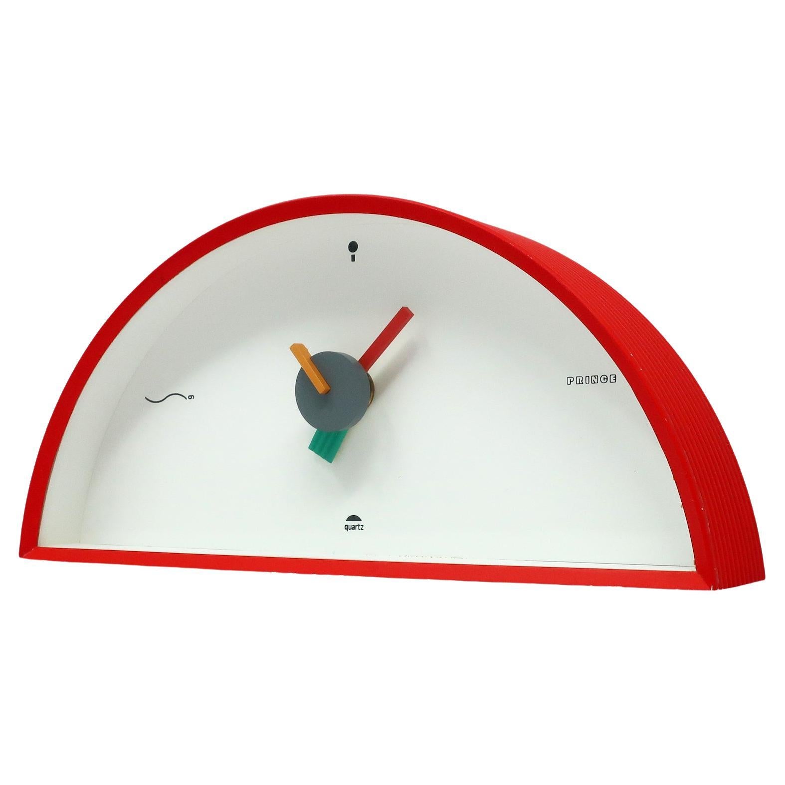 1980s Red and White Postmodern Mantle Clock by Prince at 1stDibs