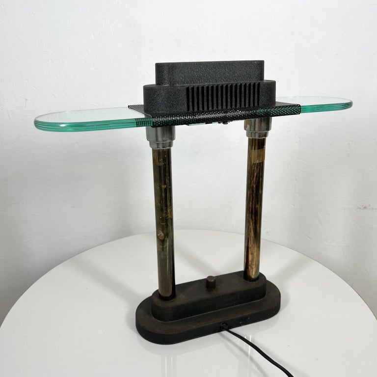 1980s Robert Sonneman Bankers Brass and Glass Desk Lamp for George ...
