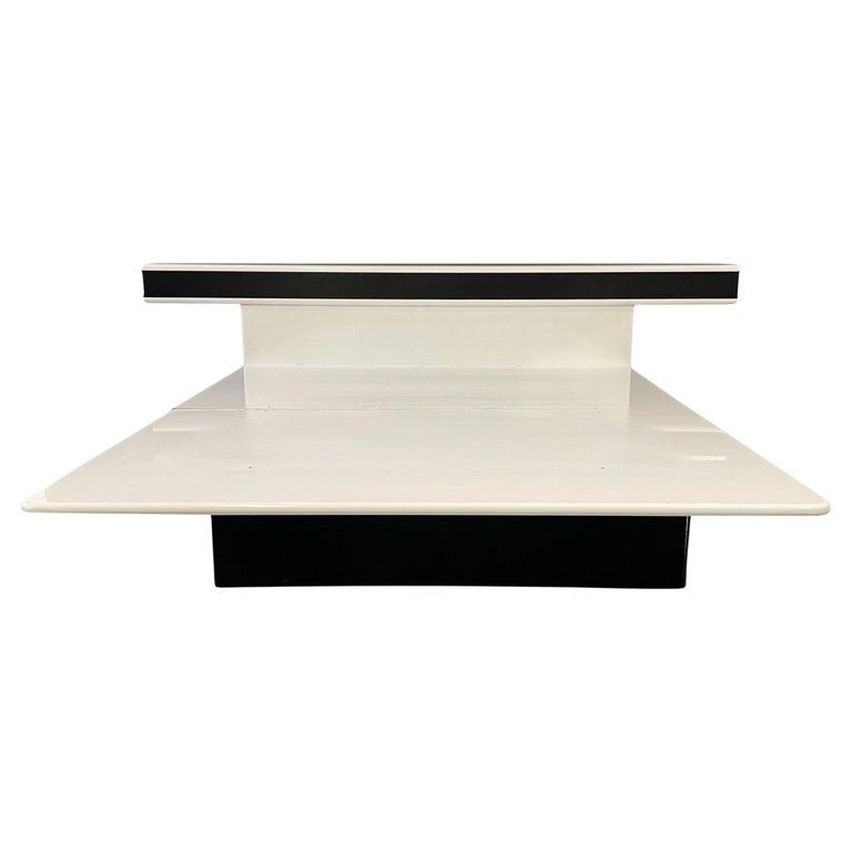 1980s Rougier Lacquer Platform Bed and Headboard White with Ribbed ...