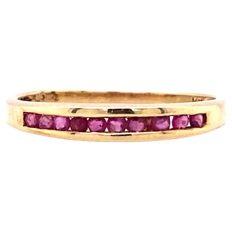 1980s Ruby Anniversary Band in 14 Karat Yellow Gold For Sale at 1stDibs