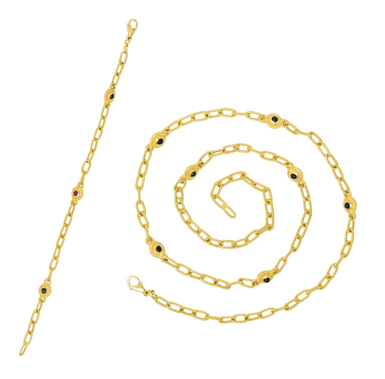 1980's Ruby Sapphire 14 Karat Yellow Gold Twisted Rope Necklace ...