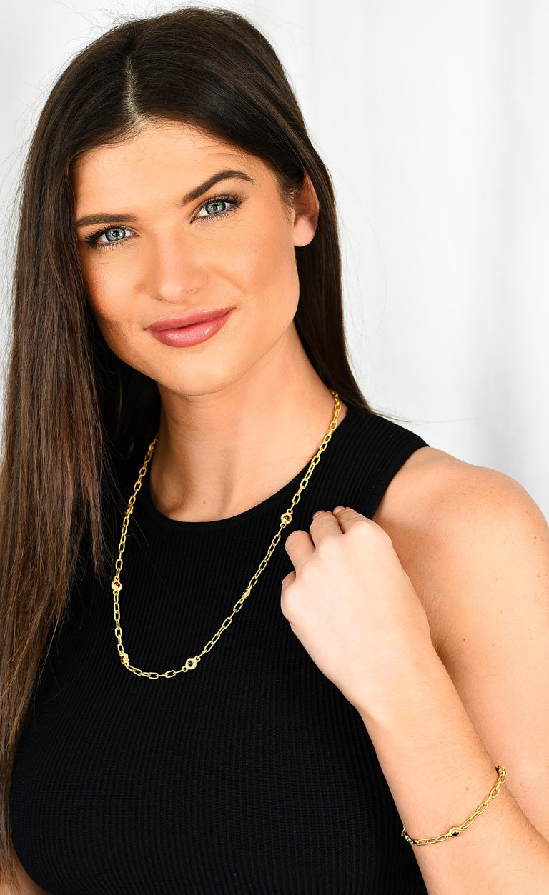 1980's Ruby Sapphire 14 Karat Yellow Gold Twisted Rope Necklace ...