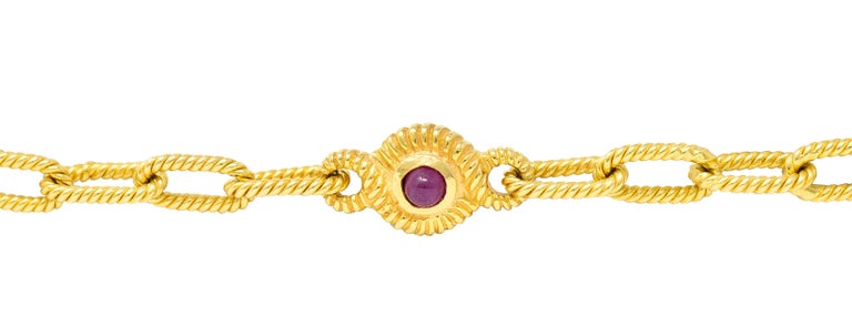 1980's Ruby Sapphire 14 Karat Yellow Gold Twisted Rope Necklace ...
