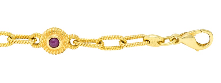 1980's Ruby Sapphire 14 Karat Yellow Gold Twisted Rope Necklace ...