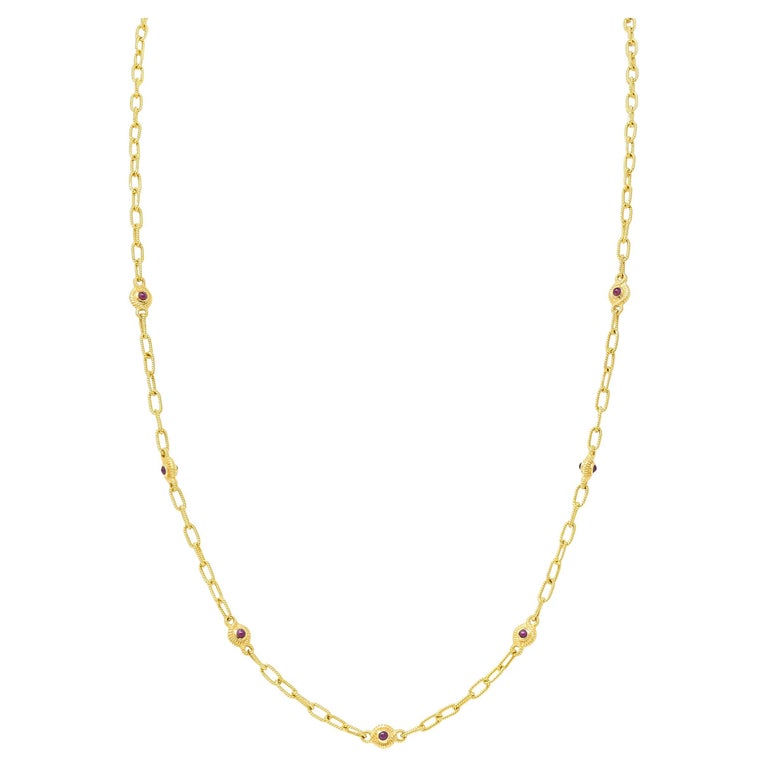 1980's Ruby Sapphire 14 Karat Yellow Gold Twisted Rope Necklace ...