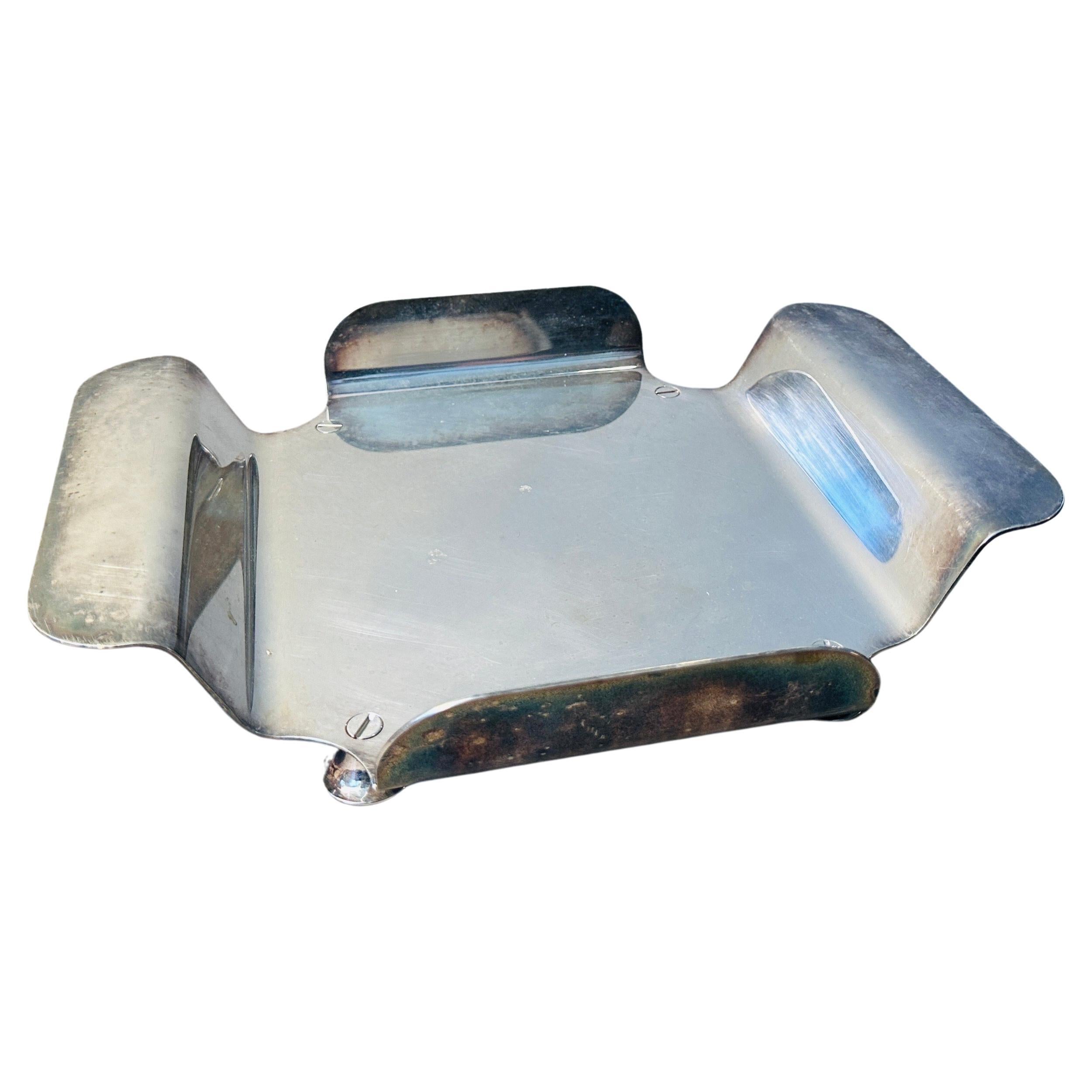 1980s Sami Wirkkala Silver Plated Square Tray Manufactured by Cleto ...