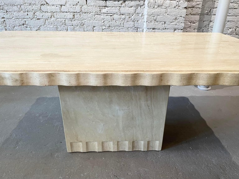 1980s Scalloped Edge Travertine Postmodern Vintage Dining Table For ...