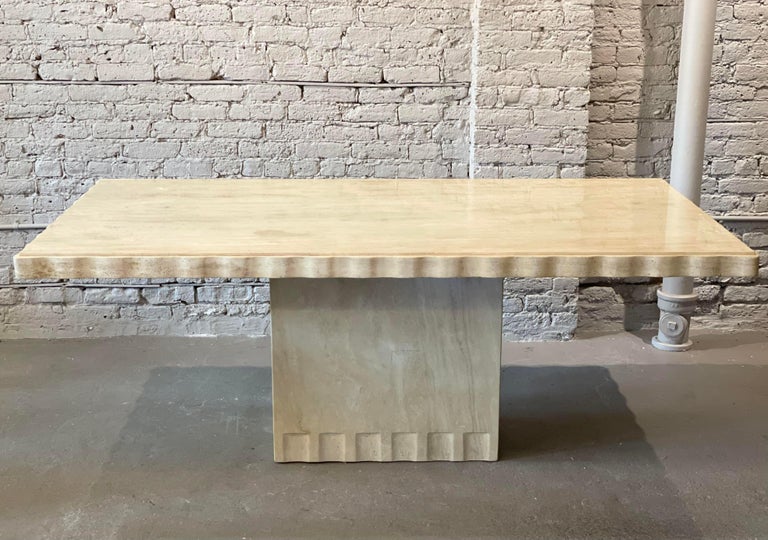 1980s Scalloped Edge Travertine Postmodern Vintage Dining Table For ...