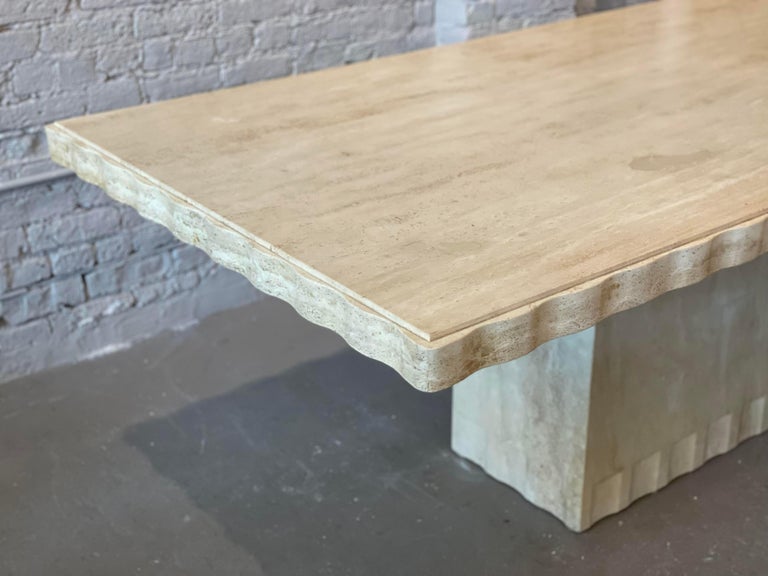 1980s Scalloped Edge Travertine Postmodern Vintage Dining Table For ...