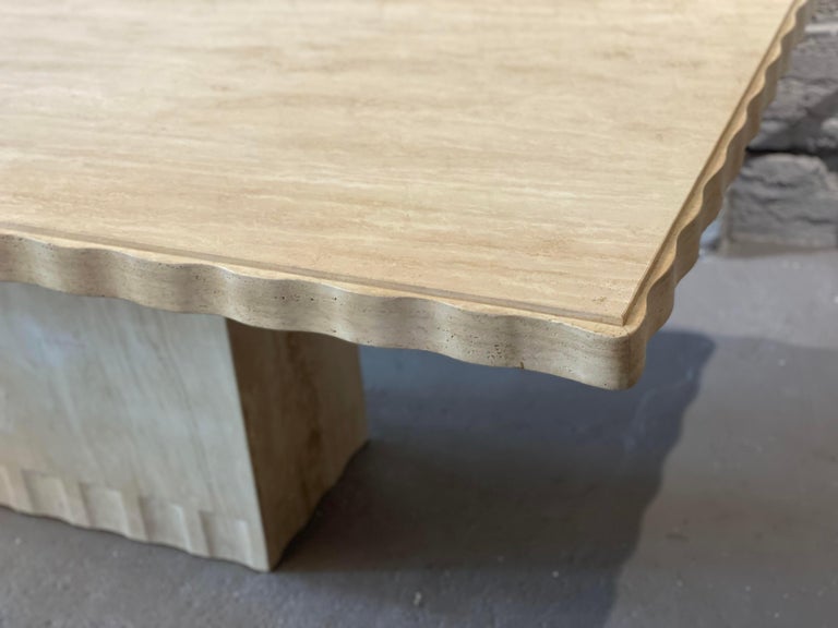 1980s Scalloped Edge Travertine Postmodern Vintage Dining Table For ...