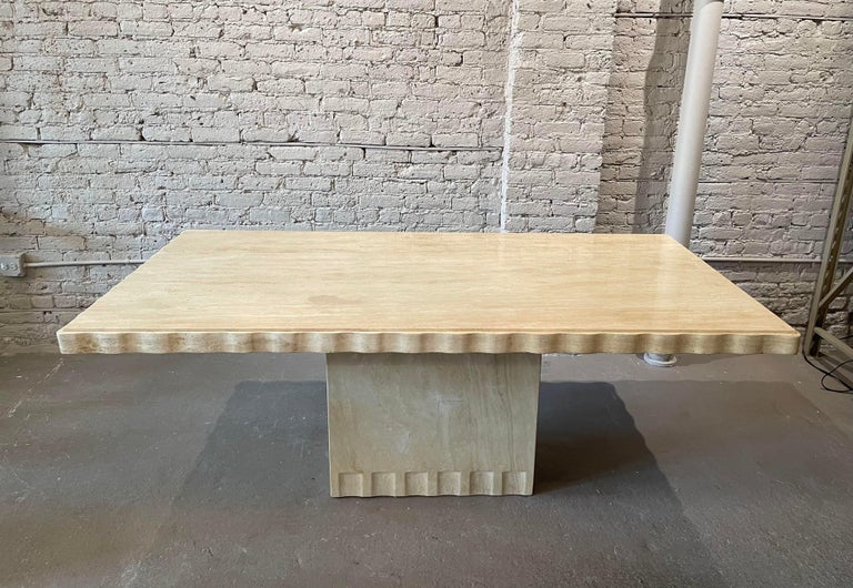 1980s Scalloped Edge Travertine Postmodern Vintage Dining Table For ...