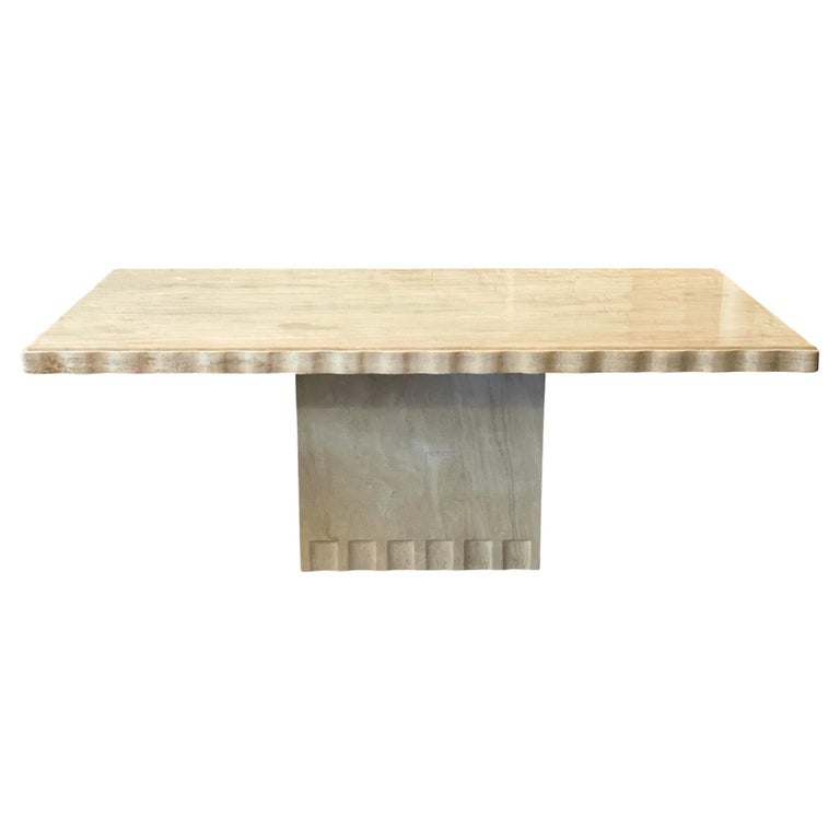 1980s Scalloped Edge Travertine Postmodern Vintage Dining Table For ...