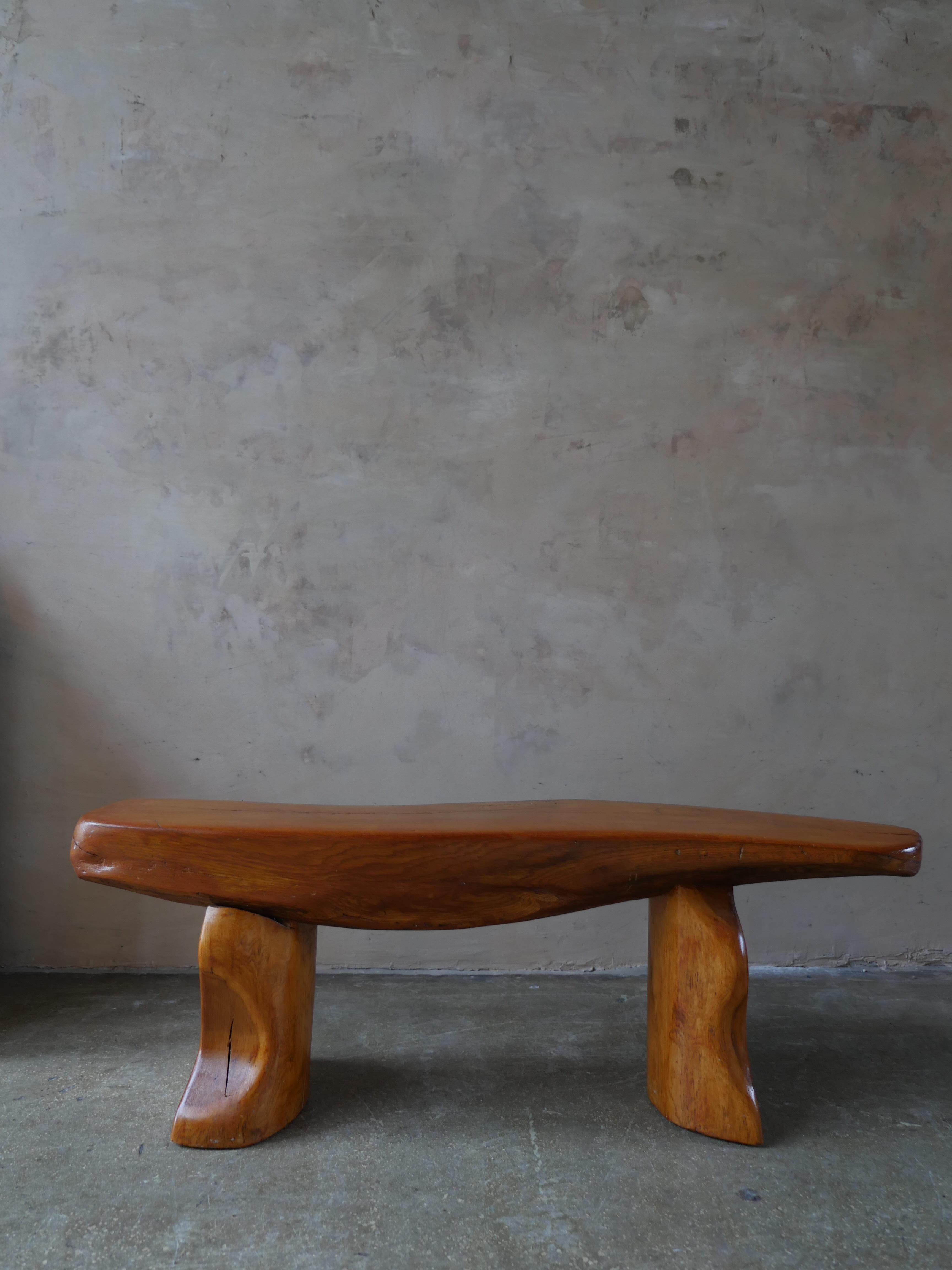 1980s Sculptural Artisan Wood Bench at 1stDibs