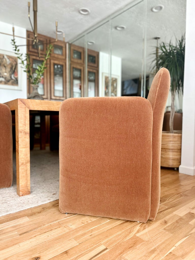 1980s Sculptural Caramel Mohair Dining Chairs, Set of 6 For Sale at 1stDibs