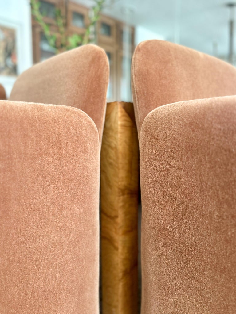1980s Sculptural Caramel Mohair Dining Chairs, Set of 6 For Sale at 1stDibs