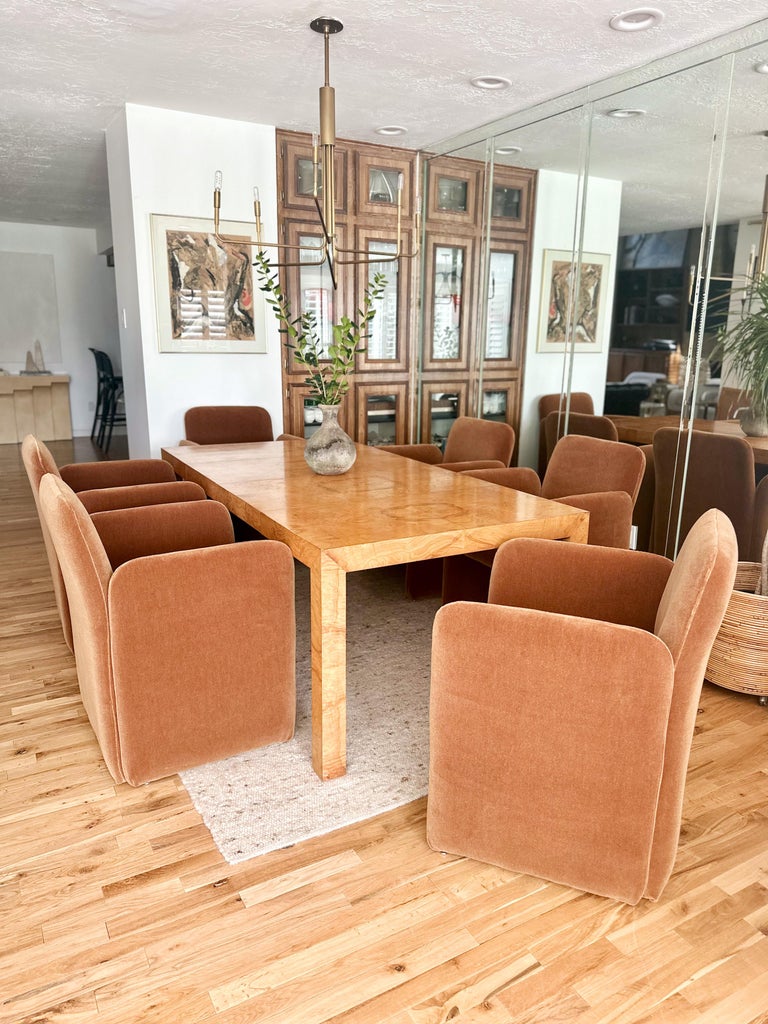 1980s Sculptural Caramel Mohair Dining Chairs, Set of 6 For Sale at 1stDibs