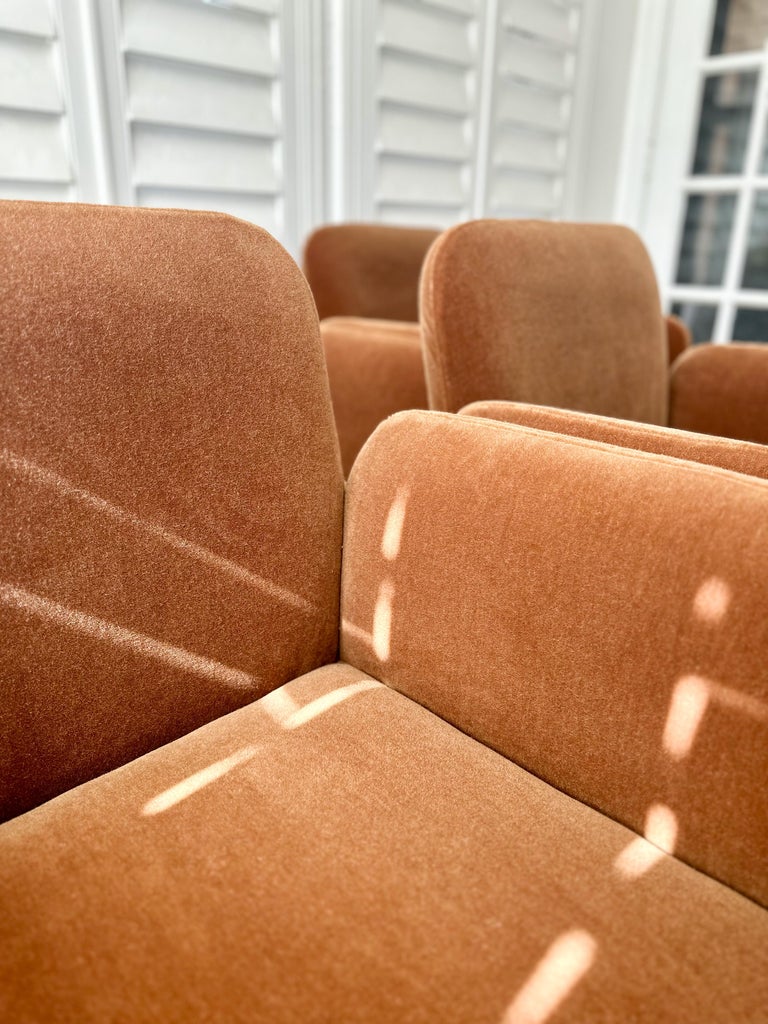 1980s Sculptural Caramel Mohair Dining Chairs, Set of 6 For Sale at 1stDibs