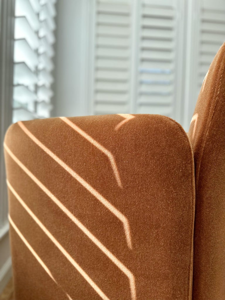 1980s Sculptural Caramel Mohair Dining Chairs, Set of 6 For Sale at 1stDibs