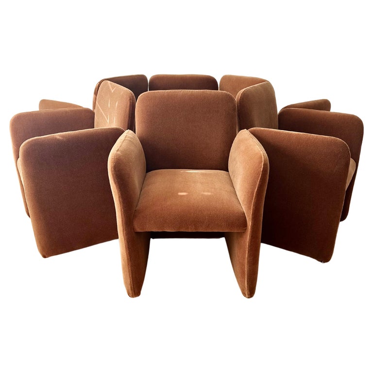 1980s Sculptural Caramel Mohair Dining Chairs, Set of 6 For Sale at 1stDibs