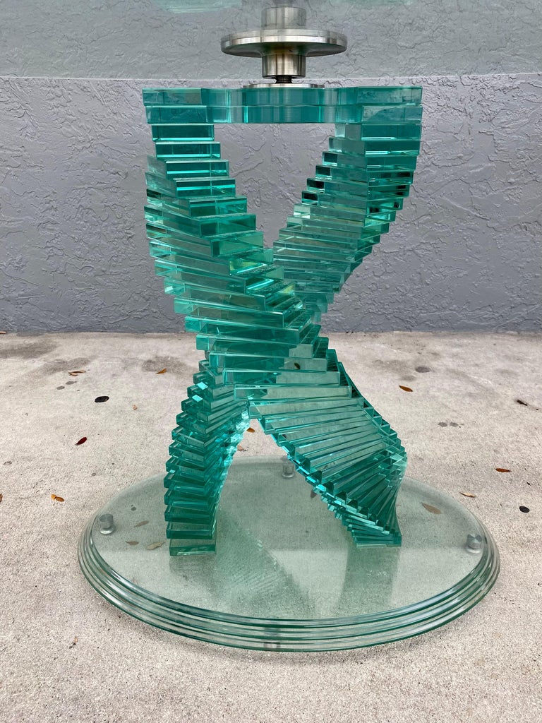 1980s Sculptural Helix Spiral Swivel Top Glass Dining Table For Sale at ...