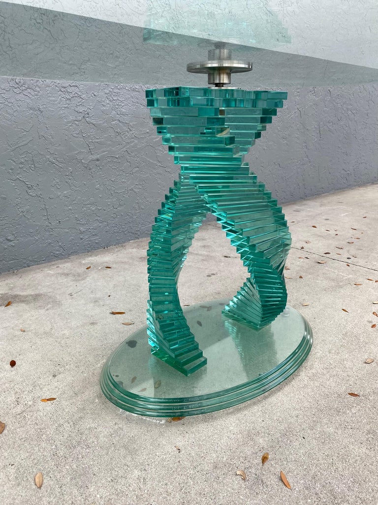 1980s Sculptural Helix Spiral Swivel Top Glass Dining Table For Sale at ...