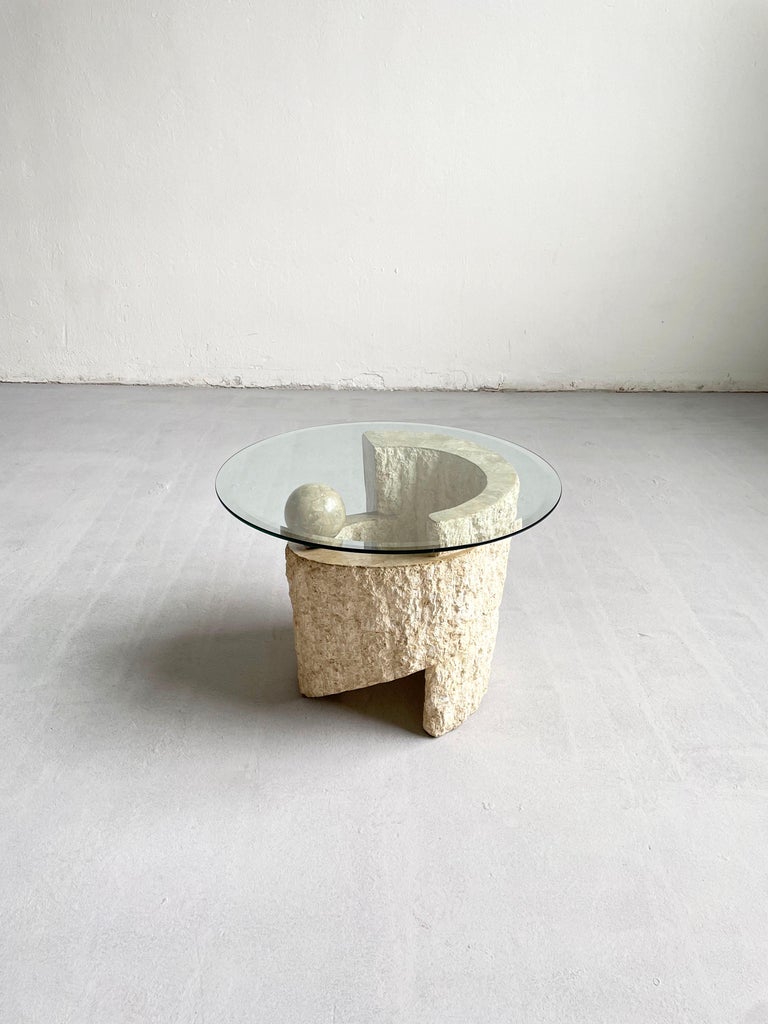 1980s Sculptural Postmodern Natural Mactan Stone Accent Table with ...