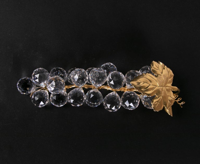 1980s Sculpture of Grapes with Stem in Bronze and Grapes in Crystal For ...
