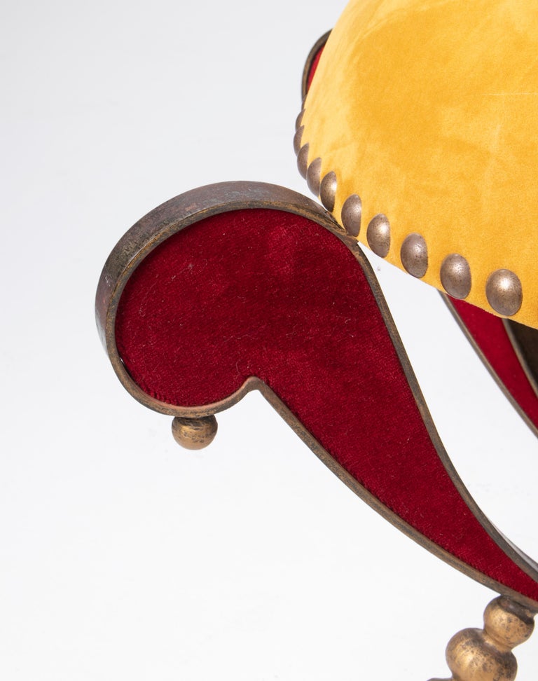 1980s Set of 3 German Abstract Design Upholstered Iron Puff Chairs For ...