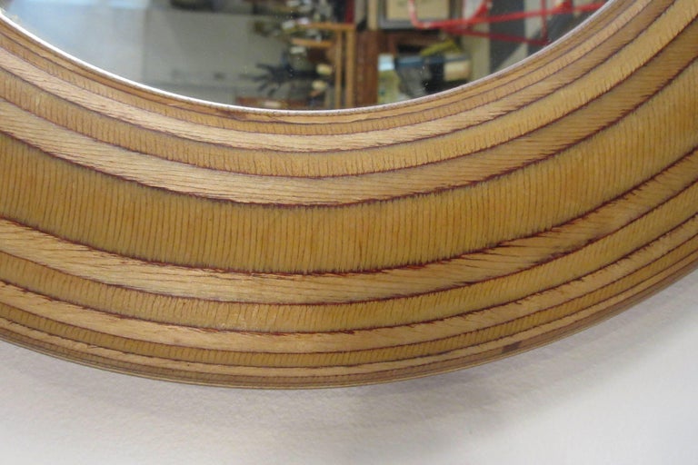 1980s Signed Circular White Birch Mirror For Sale at 1stDibs