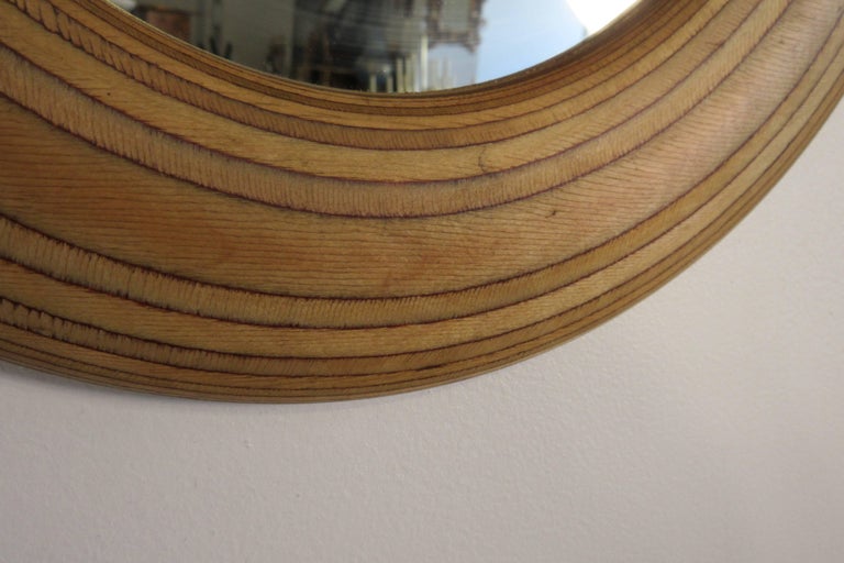 1980s Signed Circular White Birch Mirror For Sale at 1stDibs