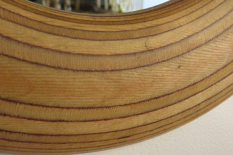 1980s Signed Circular White Birch Mirror For Sale at 1stDibs