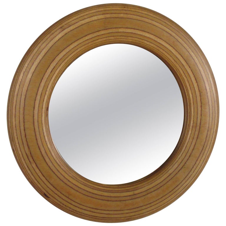 1980s Signed Circular White Birch Mirror For Sale at 1stDibs
